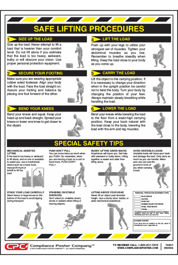 Safe Lifting Poster - PCS Safety